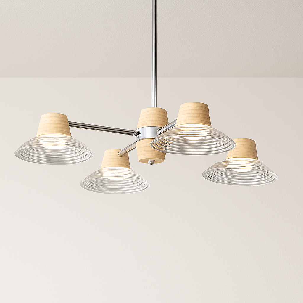 Luminária Pendente Moderno Rústico Madeira Vidro LED Boulevir - ORNE™