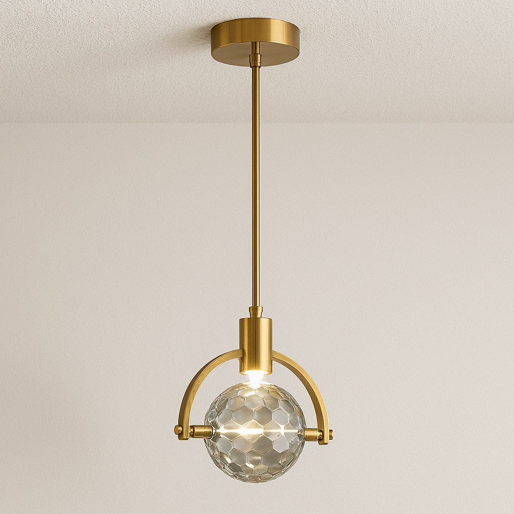 Luminária Pendente Moderno Minimalista Cristal Metal Globo Dourado Ball ...