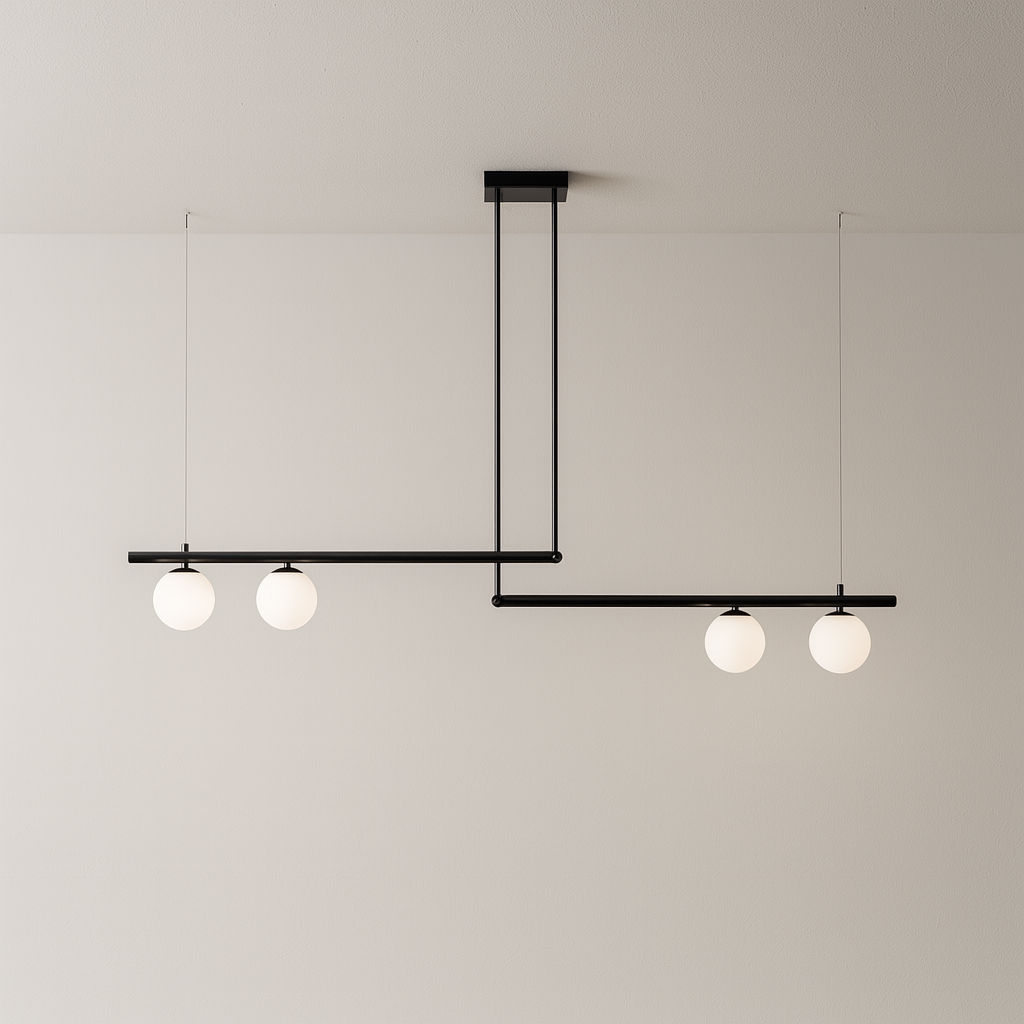 Luminária Pendente Moderno Minimalista Vidro Metal Globos Linear Osian ...